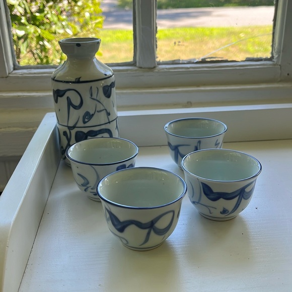 Dining | Japanese Sake Set Pitcher And Four Cups Porcelain | Poshmark